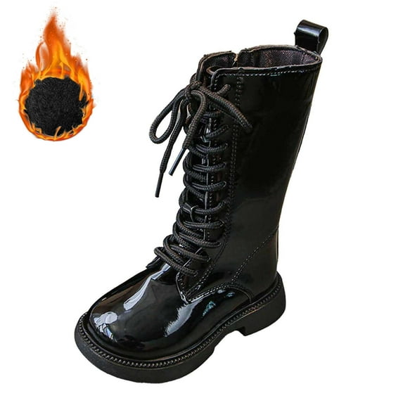 Girls Boots,Autumn Girls Casual Boots Flat Thick Sole Non Durable PU Leather Comfortable Walking ...