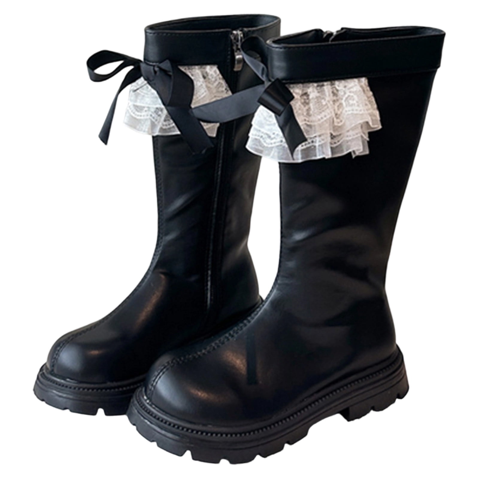 Girls Boots,Elegant Long Boots for Girls Featuring Delicate Lace Trim ...