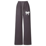 Girls Bow Knot Loose Fit Casual Jogger Pants Straight Leg Sweatpants ...