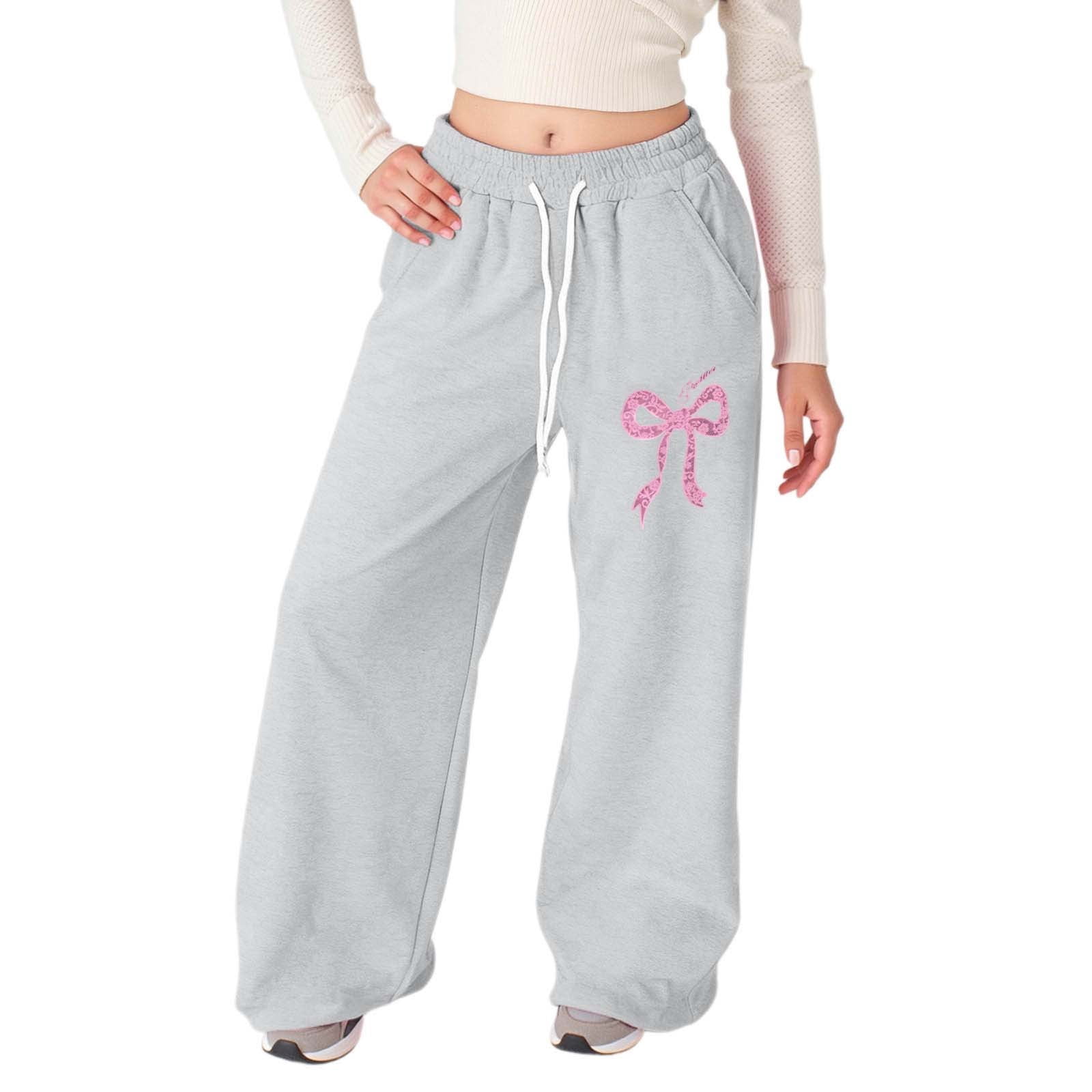 Girls Bowknot Joggers Comfy French Terry Sweatpants For Kids Joggers ...