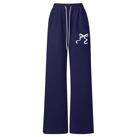 Girls Bowknot Print Baggy Sweatpants Letter Print High Waisted Wide Leg ...