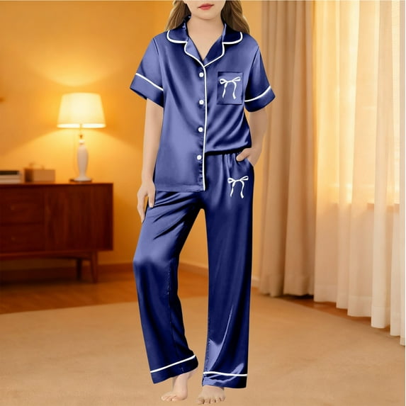 Girls Boys 2 Piece Pajama Sets Fall Pajamas Cute Pj Set Button Notch ...