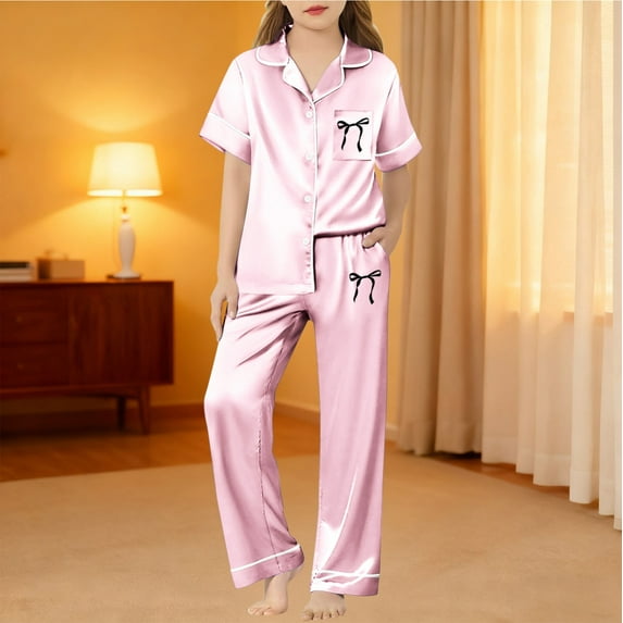 Girls Boys 2 Piece Pajama Sets Fall Pajamas Cute Pj Set Button Notch ...