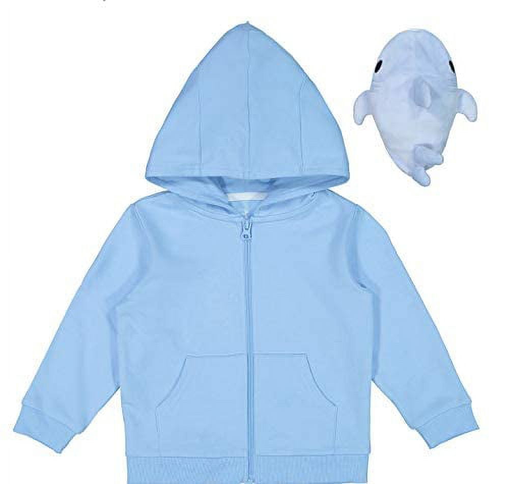 Girls/Boys' 2T-5TAnimal Critters Packable Plush Zip Up Hoodie (Shark ...