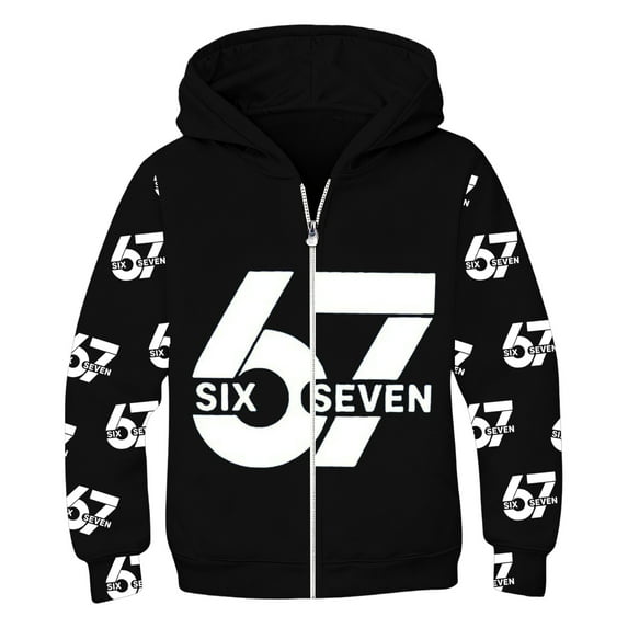 Girls Boys 67 Six Seven Meme Zip Up Jacket Hooded Hooded Zip Up ...