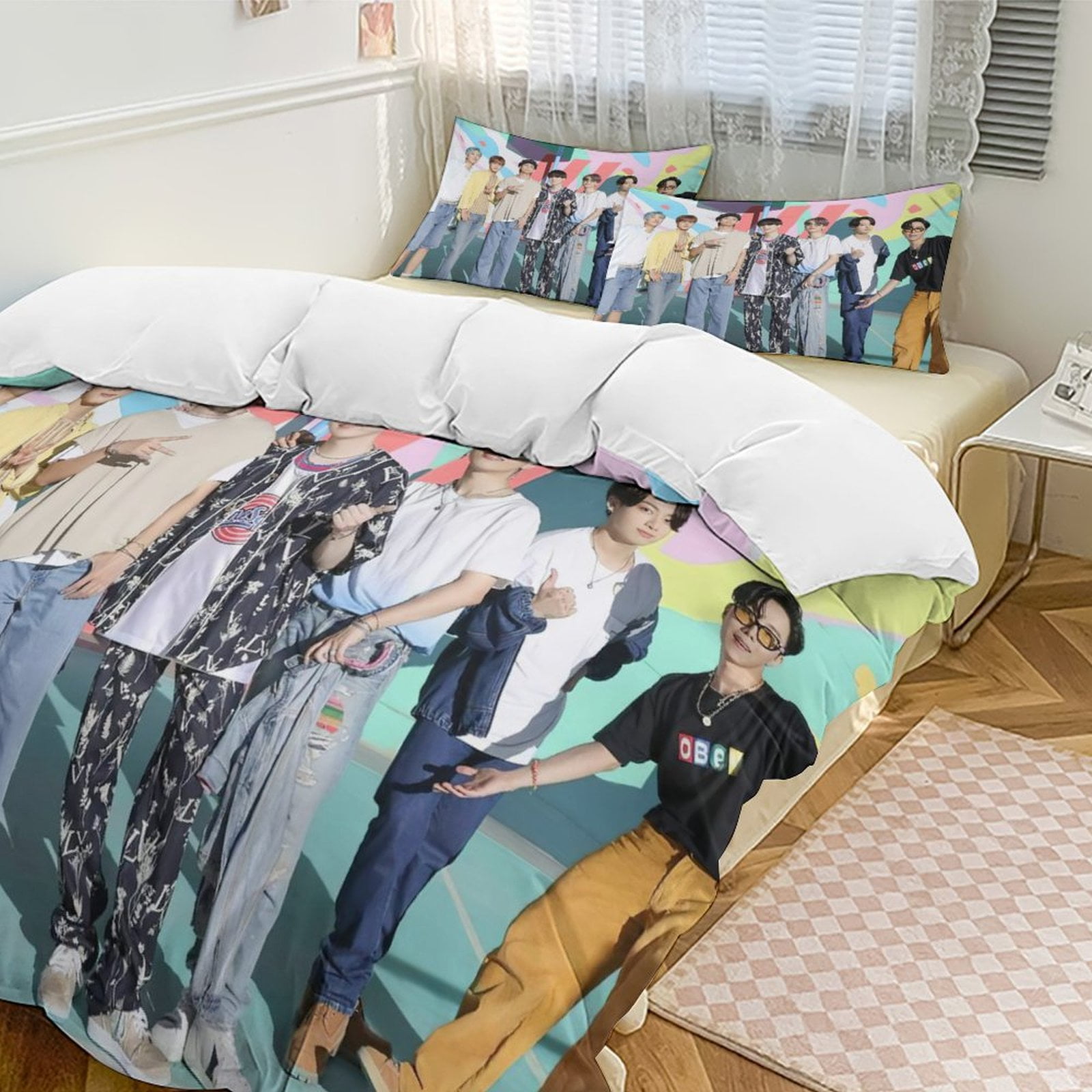 Girls Boys BTS Comforter Cover Set 3 Piece Bed in A Bag 3D Colorful ...