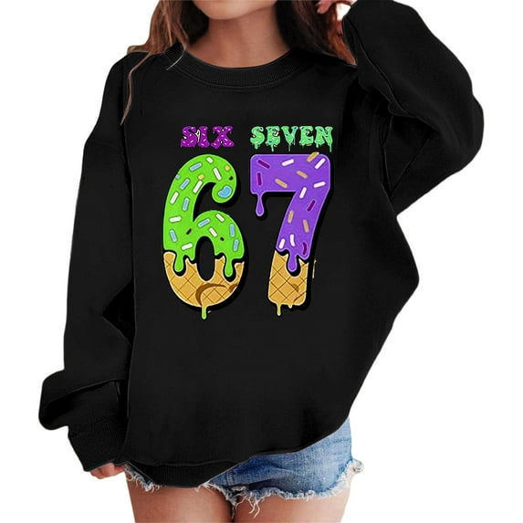 Girls Boys Casual Loose Fit Pullover Sweatshirt Long Sleeve Crewneck ...
