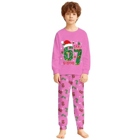Girls Boys Christmas Outfits Kids 67 Pajamas Cute 2 Piece Set Long ...