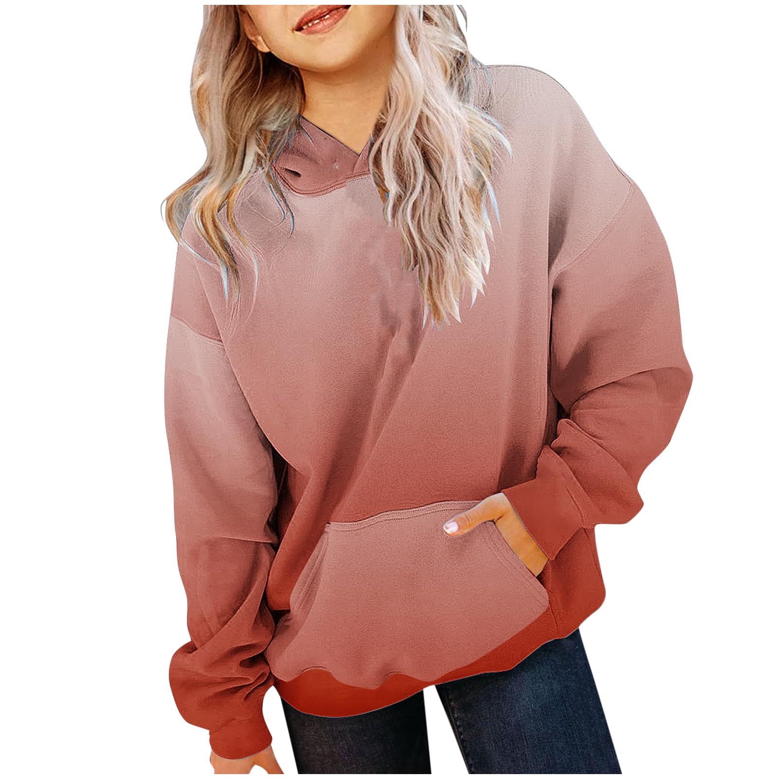 Girls Boys Cute Hoodies Gradient Color Hoodie Long Sleeve Drop Shoulder ...