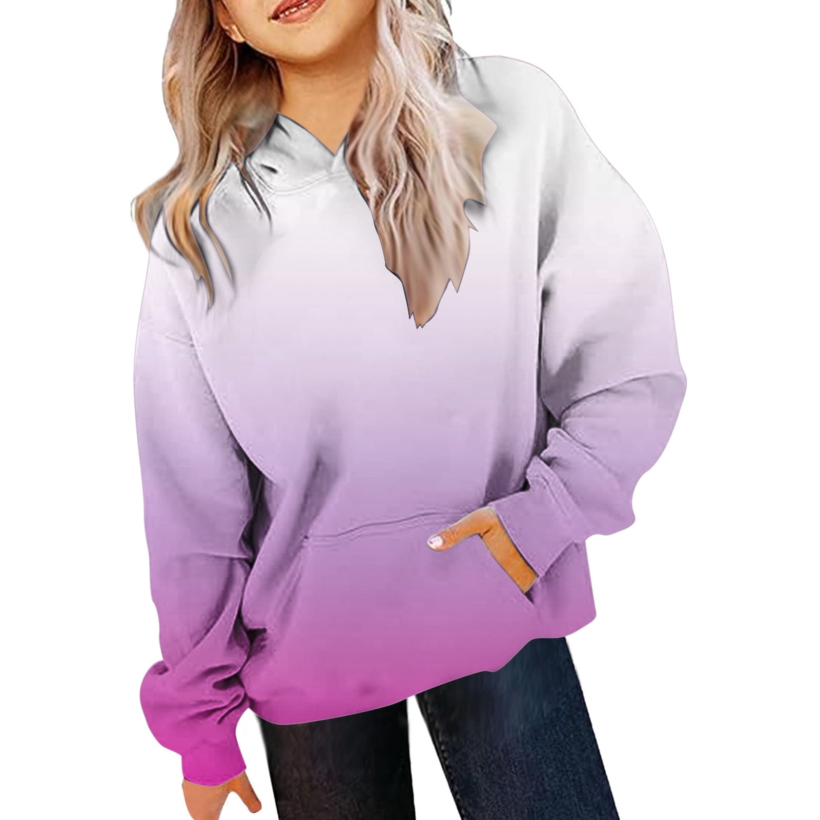 Girls Boys Hoodie Sweatshirt Gradient Hooded Sweatshirt Long Sleeve ...