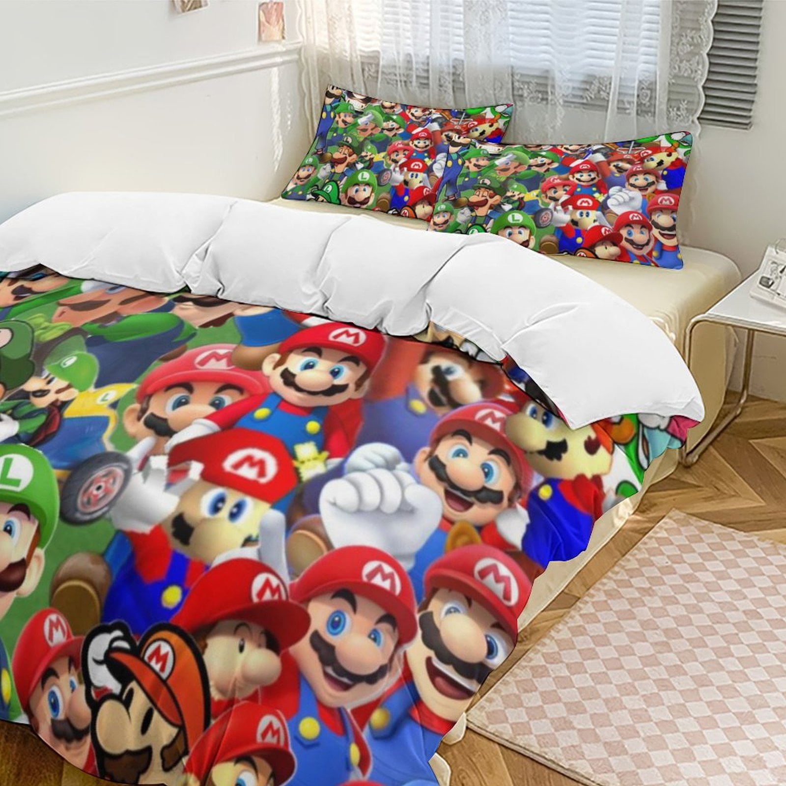 Girls Boys Mario Luigi Bros Comforter Cover Set 3 Piece Bed in A Bag 3D ...