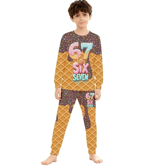 Girls Boys Outfits Kids 67 Meme Cute 2 Piece Set Long Sleeve 67 Shirt ...