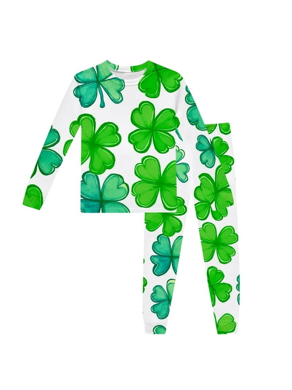 5t Girls Pajamas Sets St. Patrick's Day Lucky Irish Graphic Long Sleeve ...