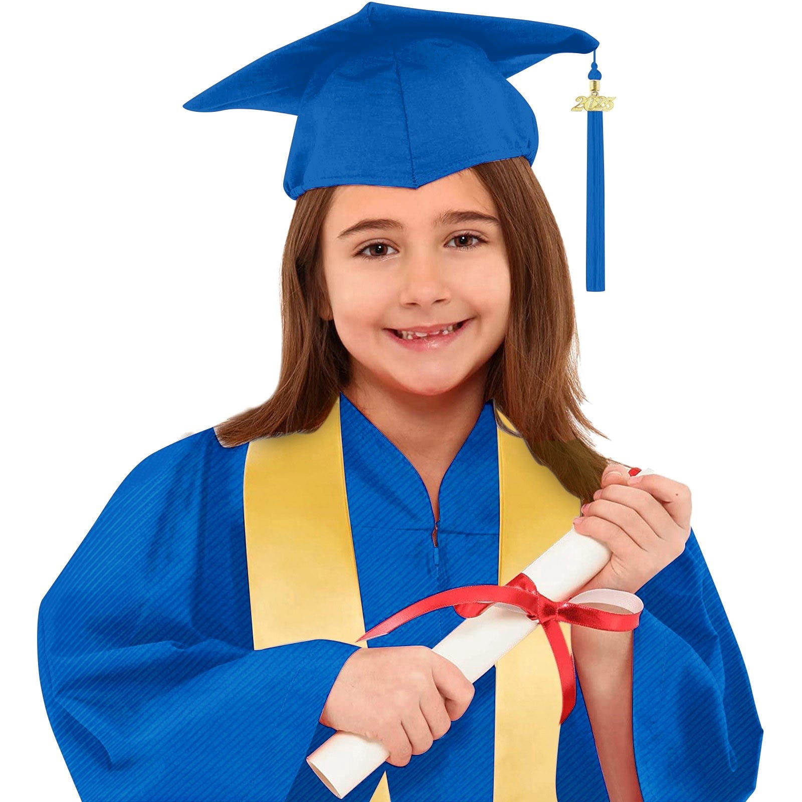Girls Boys Preschool Graduation Cap And Gown With 2025 Tassel Blue Cap ...