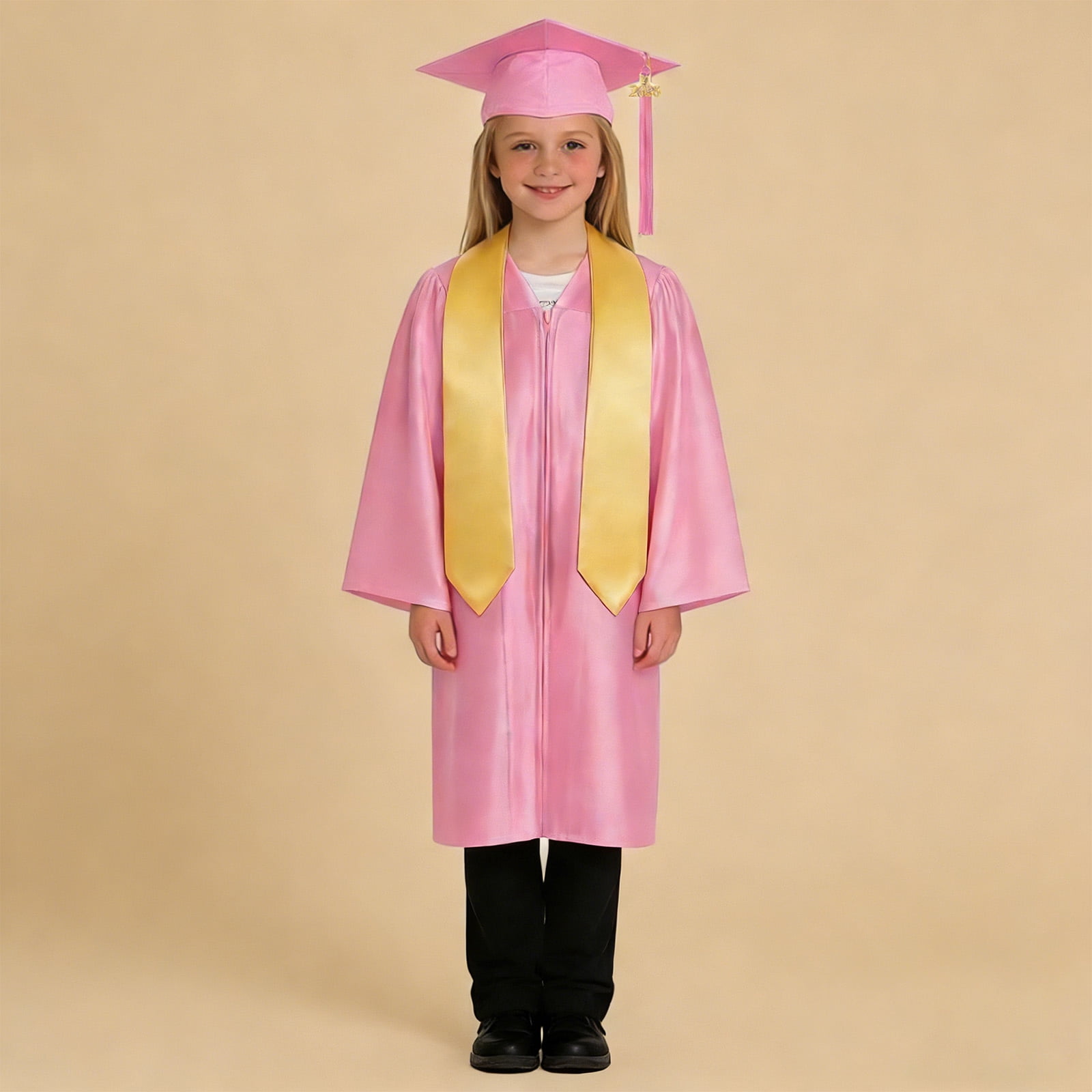 Girls Boys Primary School Graduation Cap and Gown with Gold Stole ...