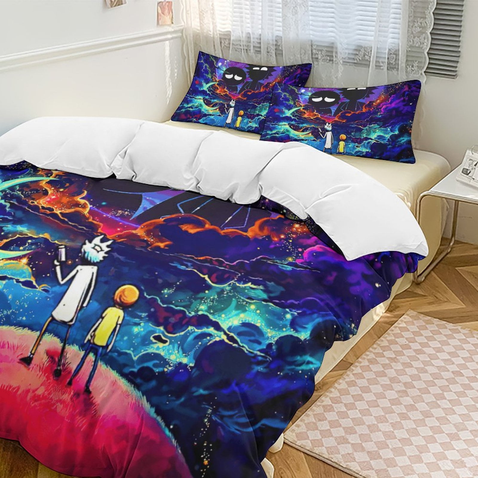 Girls Boys Rick And Morty Comforter Cover Set 3 Piece Bed in A Bag 3D ...