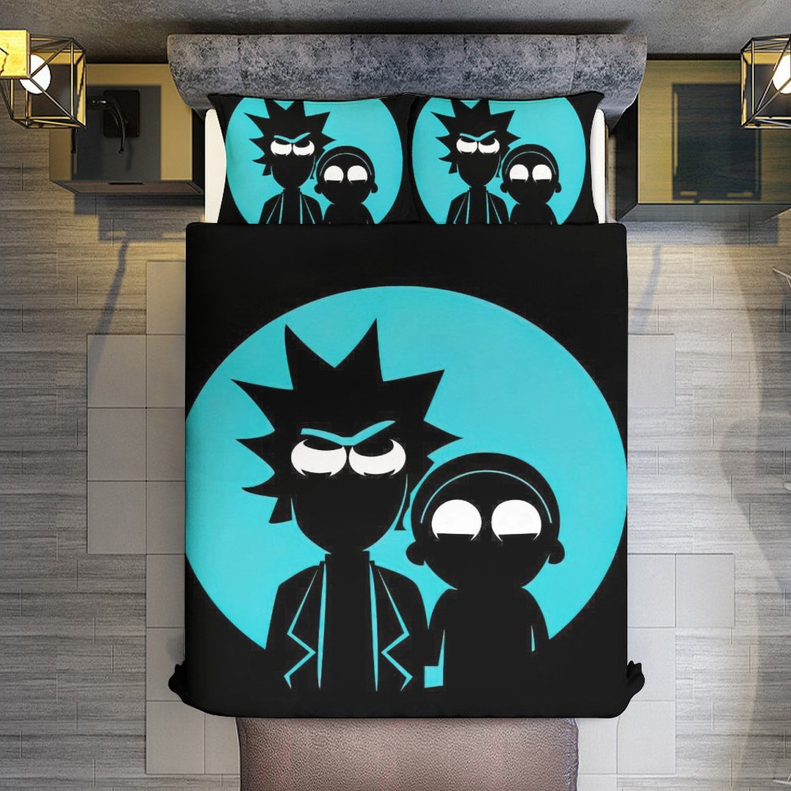 Girls Boys Rick And Morty Comforter Cover Set 3 Piece Bed in A Bag 3D ...