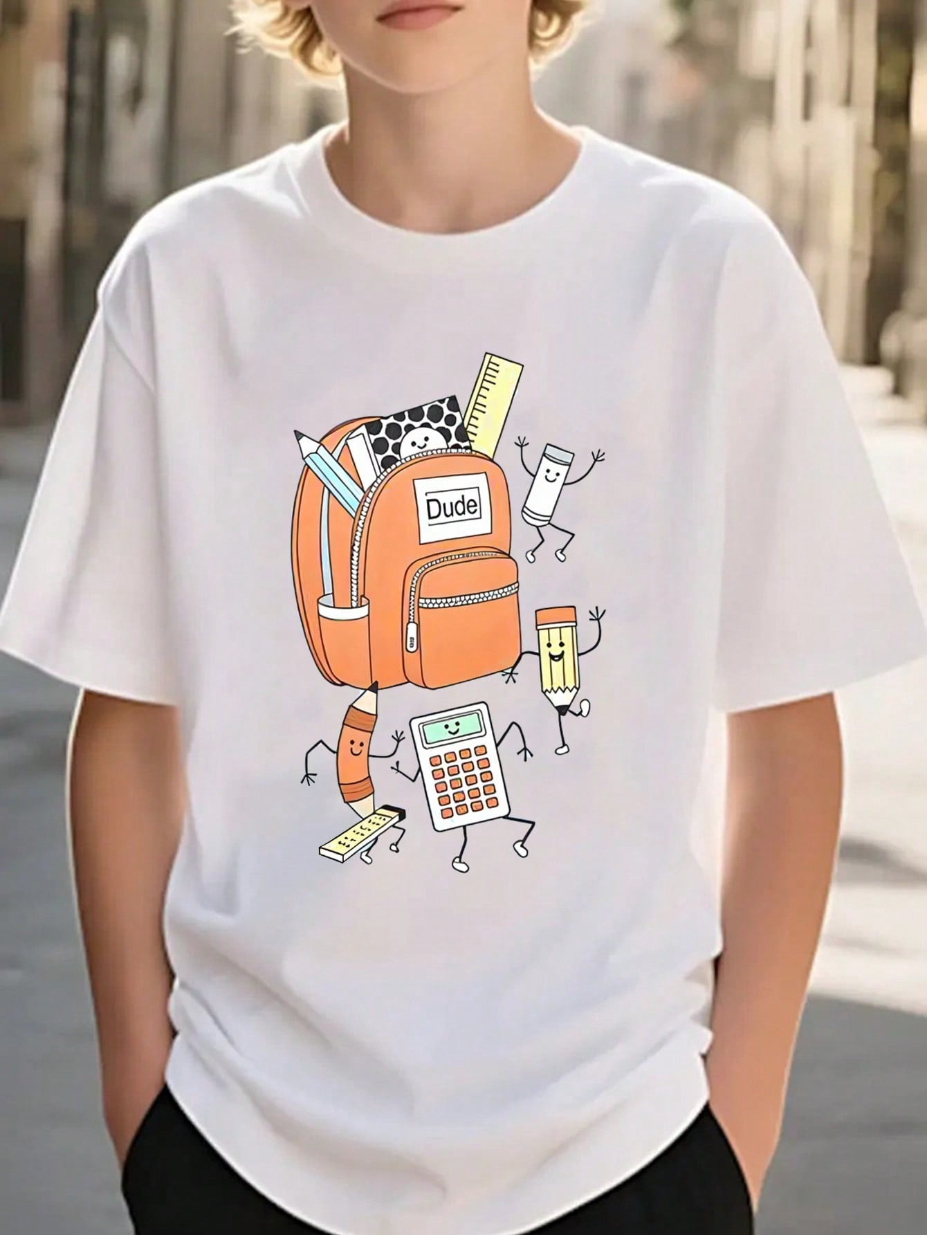 Girls & Boys School Supplies Theme Cotton Graphic Tees, Back To School ...