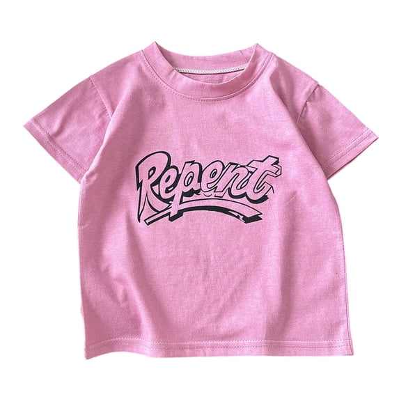 Girls Boys Short Sleeve T Shirts Cute Print Kids Loose Fit Summer Tops ...