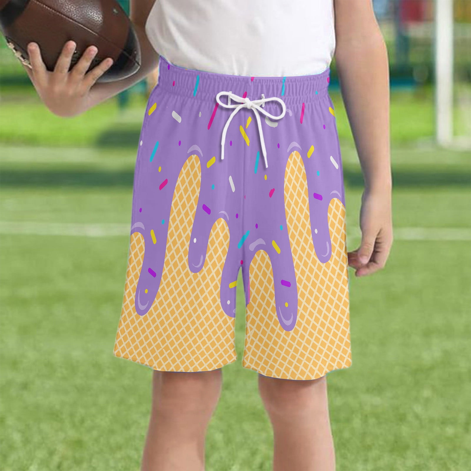 Girls Boys Shorts Baseball Style Sports Shorts Funny Melting Ice Cream ...