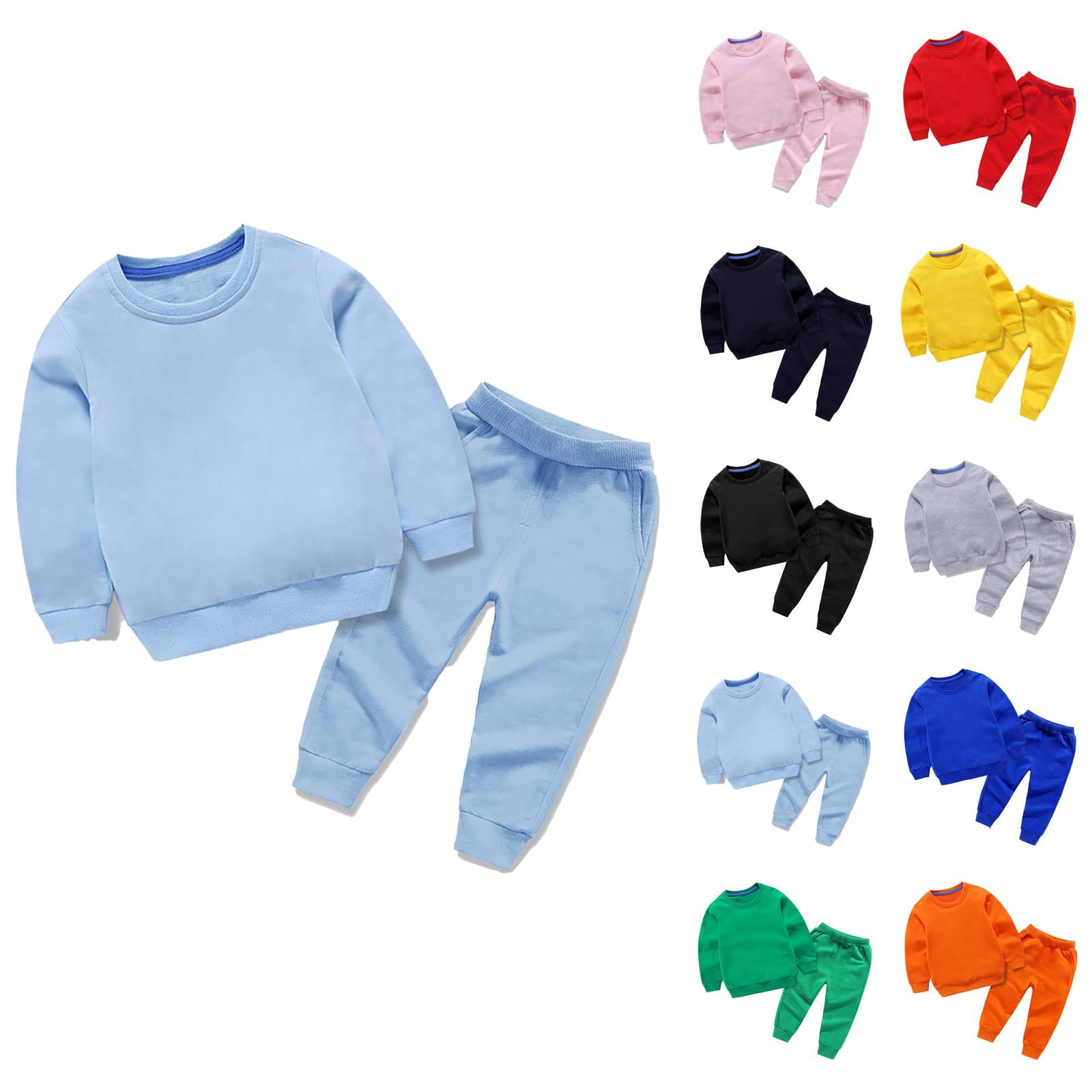 Girls Boys Sweat Set 2025 Basic Crewneck Sweatshirt Jogger Sweatpants 2 ...