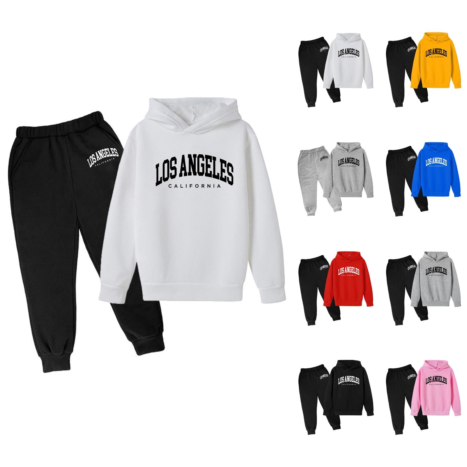 Girls Boys Sweat Set Los Angeles Hoodie and Jogger Sweatpants 2 Piece ...