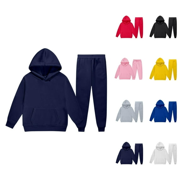 Girls Boys Sweat Suit 2025 Basic Hoodie 2 Piece Matching Sweatsuit Kids ...