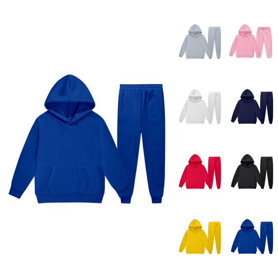 Girls Boys Sweat Suit 2026 Solid Color Hooded Sweatshirt 2 Piece ...