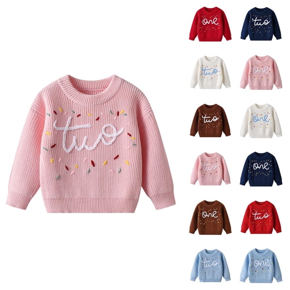 Girls Boys Sweaters 2026 Cute Fall Winter Long Sleeve Embroidery ...
