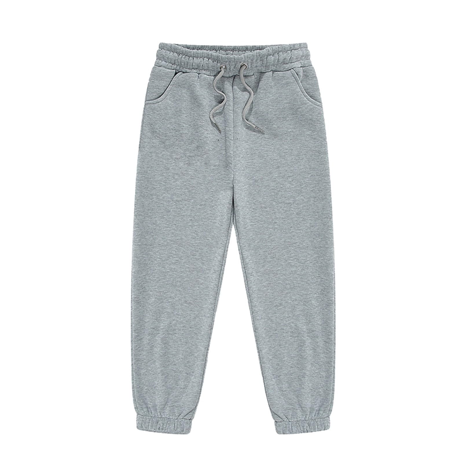 Girls Boys Sweatpants Athletic Sports Elastic Waist Pants Solid Comfy ...