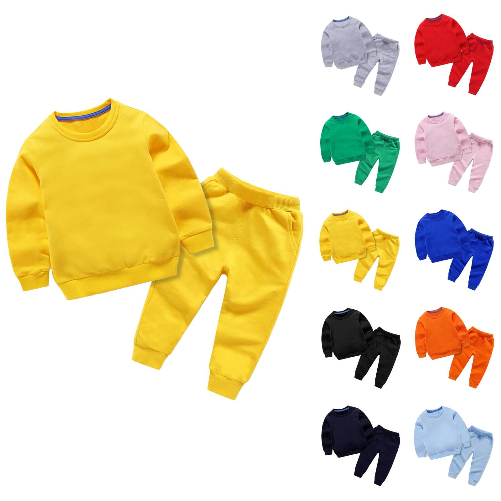 Girls Boys Sweatsuit 2025 Basic Crewneck Sweatshirt Jogging Sweatpants ...