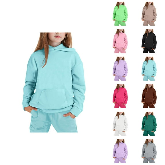 Girls Boys Sweatsuit Basic Sweatshirt and Jogger Sweatpants 2 Piece ...