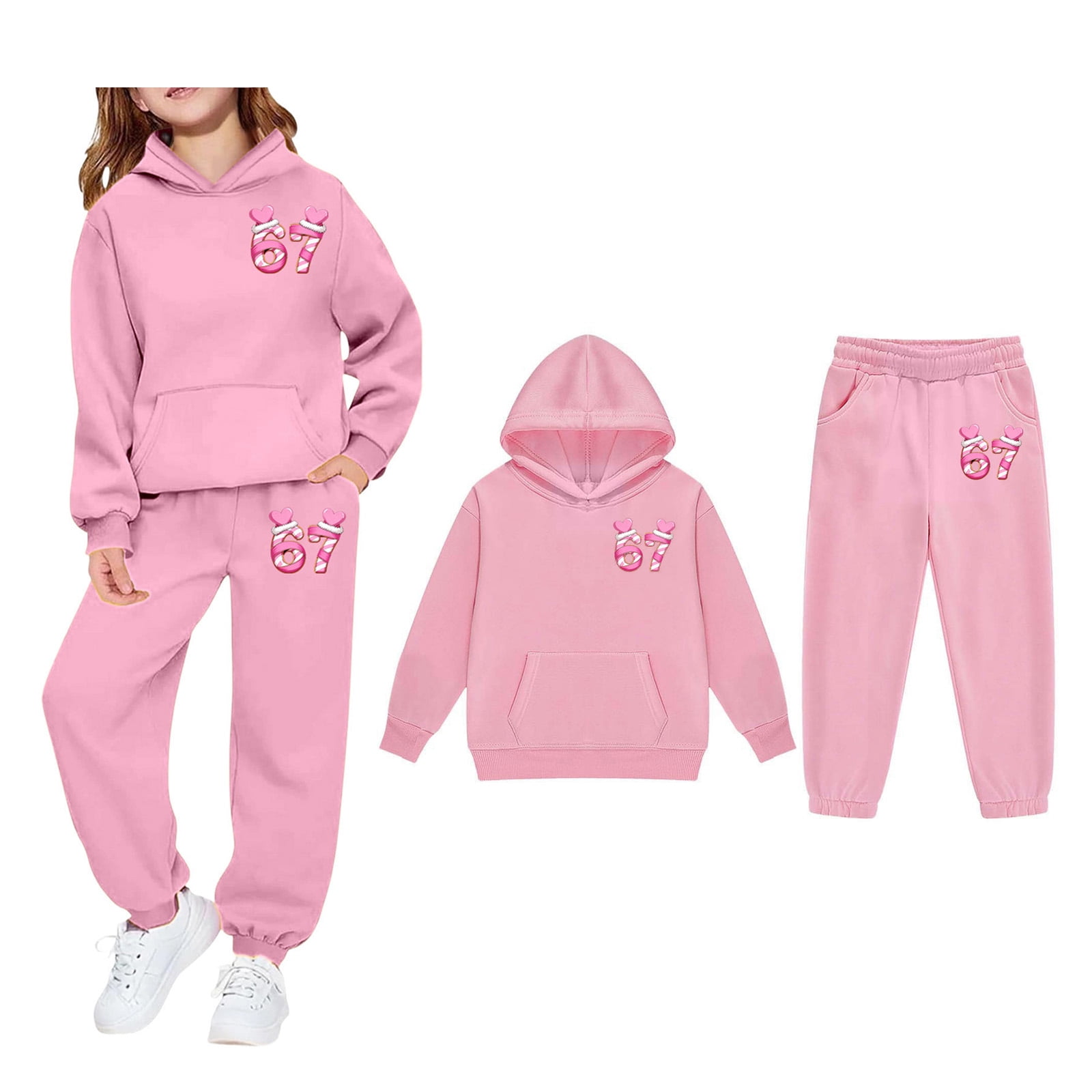 Girls Boys Sweatsuit Set 2 Piece 6 7 Meme Novelty Six Seven Pullover ...