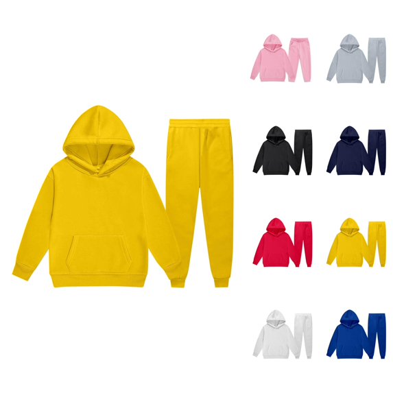 Girls Boys Tracksuit Set 2025 Basic Hooded Sweatshirt 2 Piece Matching ...