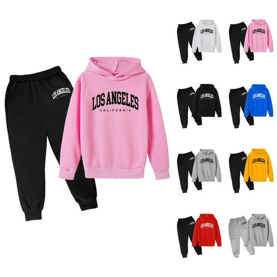 Girls Boys Tracksuit Set Los Angeles Hoodie and Sweatpants Joggers 2 ...