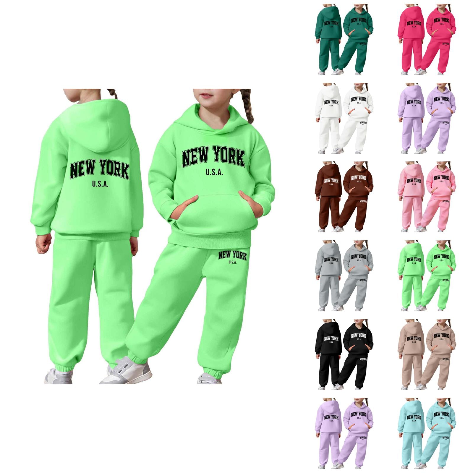 Girls Boys Tracksuit Set New York Hoodie and Jogging Sweatpants 2 Piece ...
