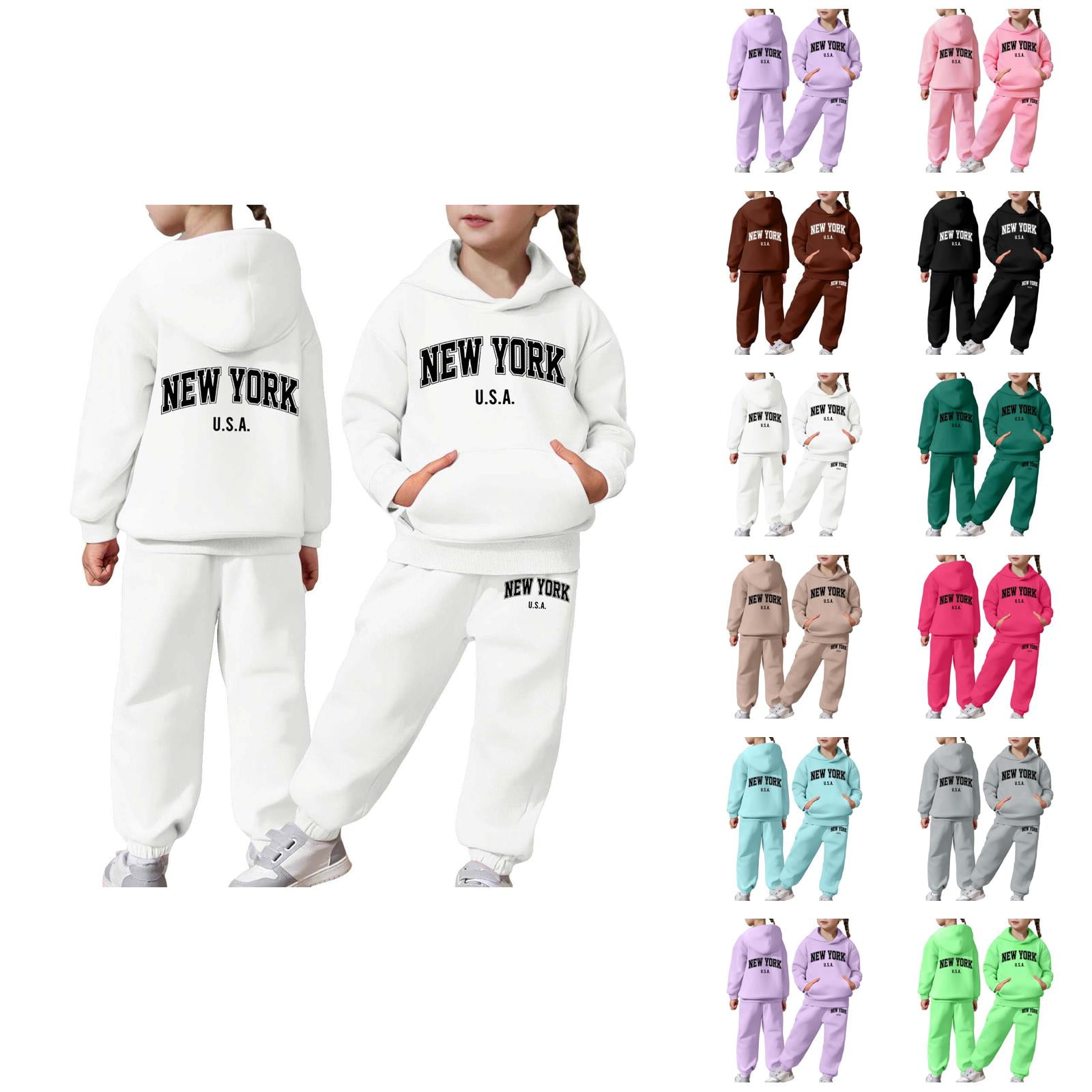 Girls Boys Tracksuit Set New York Sweatshirt and Sweatpants Joggers 2 ...