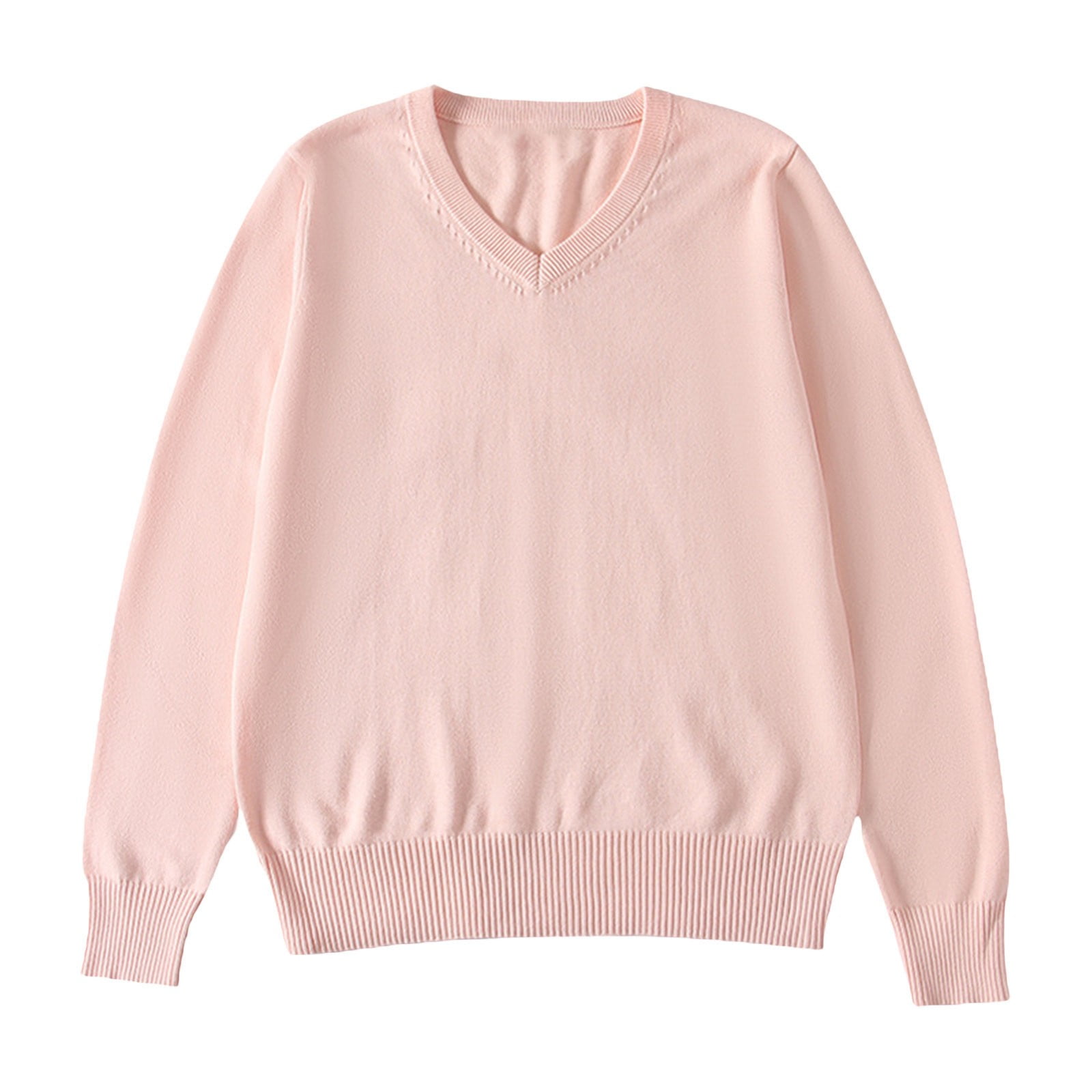Girls Boys V Neck Cotton Sweater School Fashion Cute Sweatshirt Solid ...