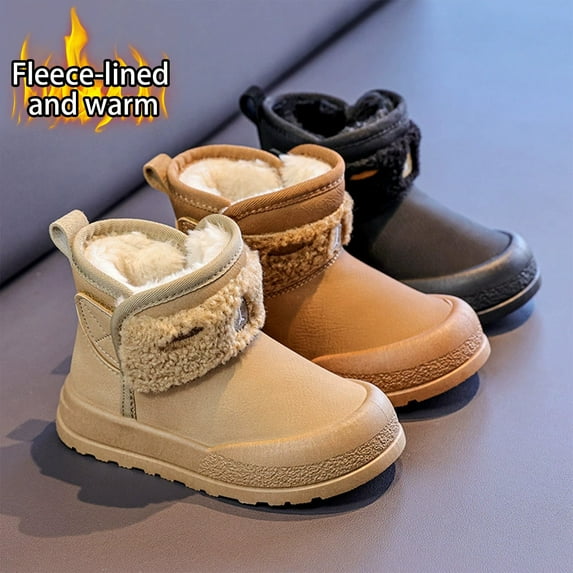 Girls Boys Warm Winter Boots Kids Outdoor Snow Boots Black 10 Y-10.5 Y ...