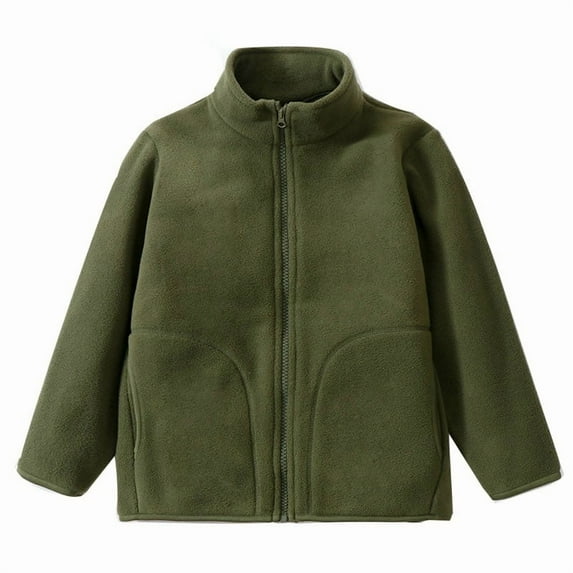 Girls Boys Winter Coat Fleece Jacket Solid Color StUp Collar Zipper ...