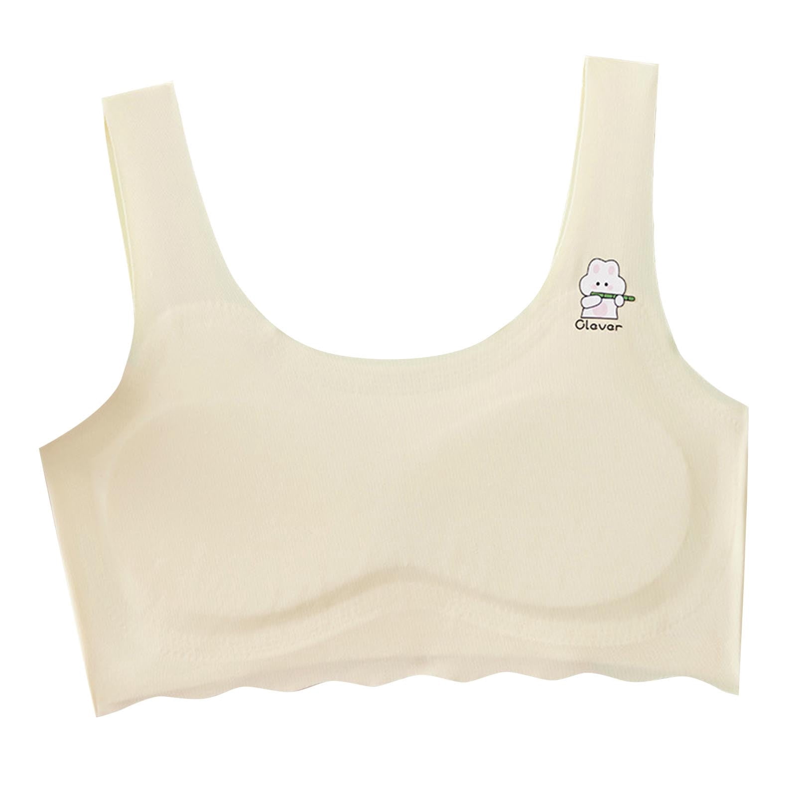 Girls Bras Silky Seamless Bra Cute Printed Padded Sports Bra Comfort ...