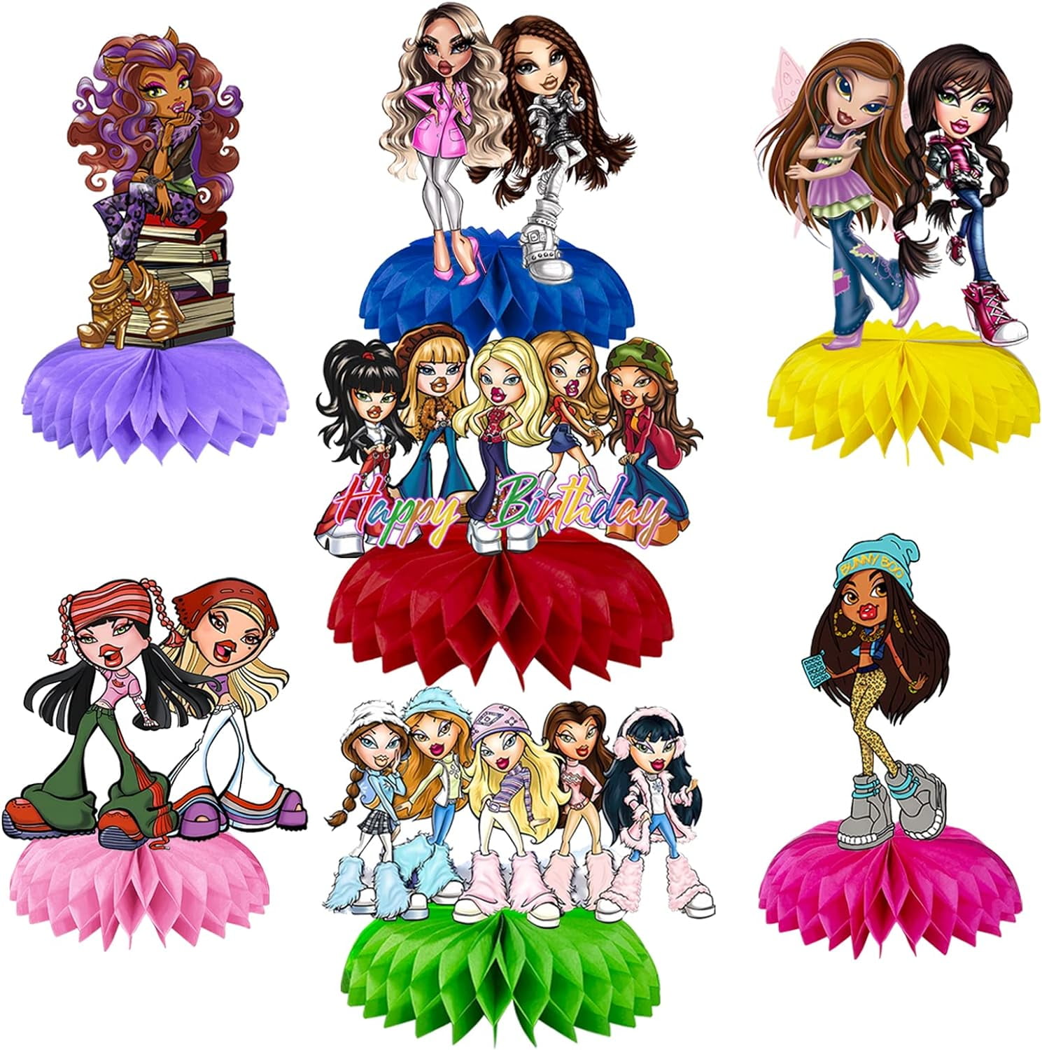 Fancy Girls Brat Doll Birthday Party Decorations - 7Pcs Doll Theme Set ...