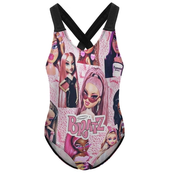 Girls Brat-Z0 One Piece Swimsuits Bathing Suits Cross Back Swimwear ...