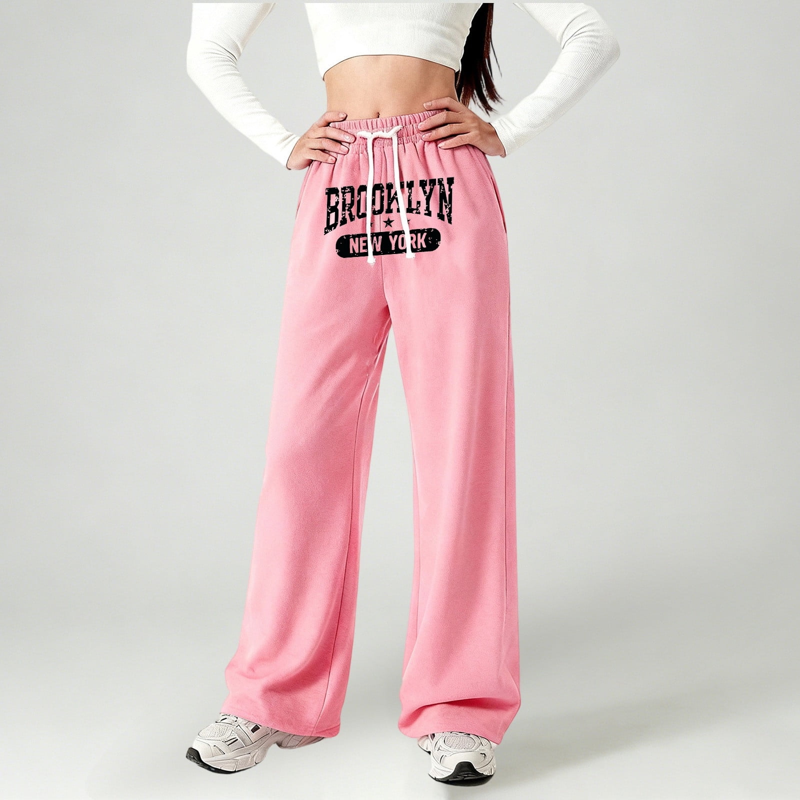Girls’ "Brooklyn New York" Letter Print Wide-Leg Pants (4-16 Years ...