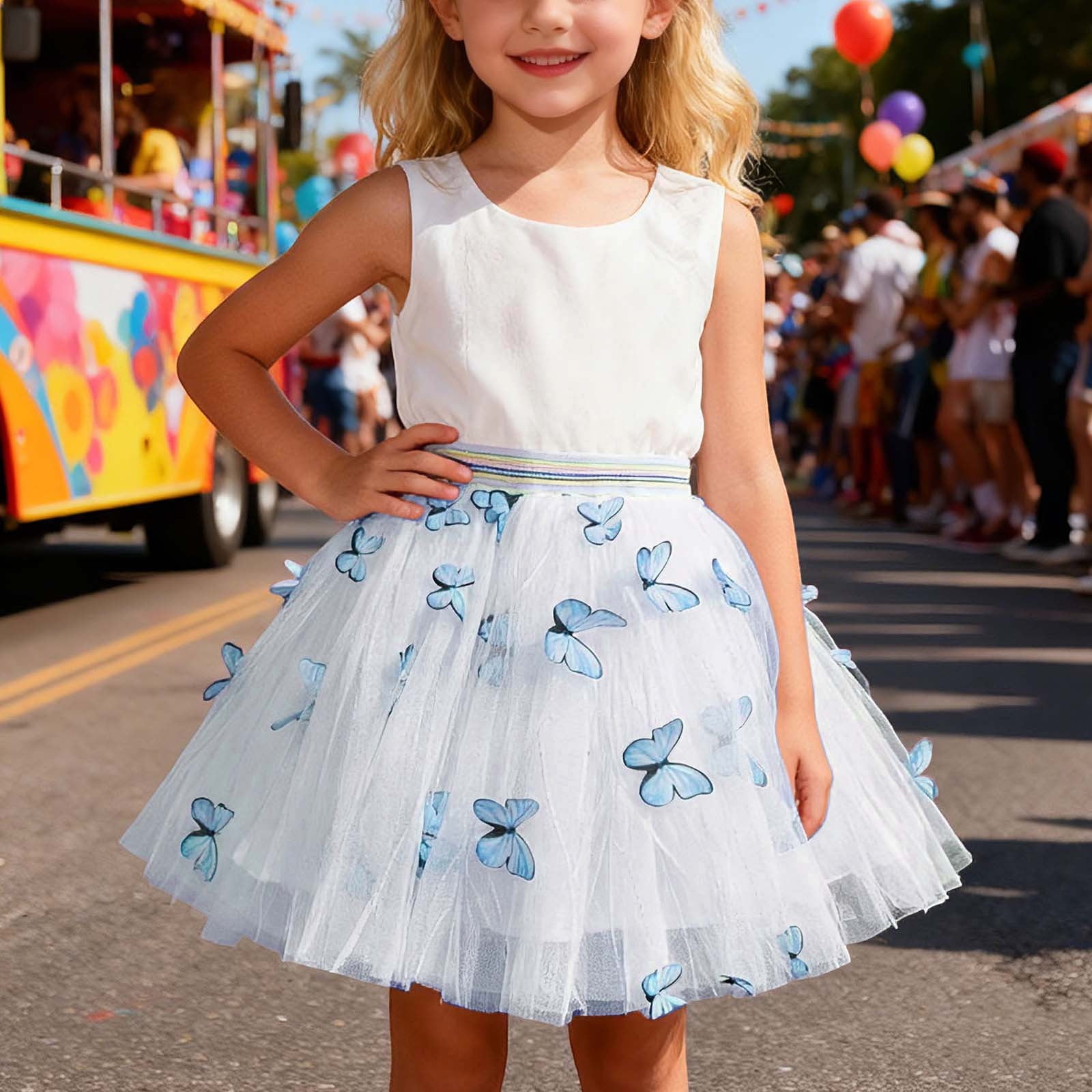 Girls Butterfly-Decorated Layered Mesh Tutu Skirt - Carnival Ballet ...