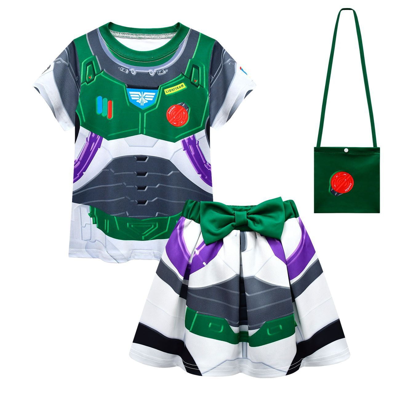 Girls Buzz Costume Skirt Set Fancy Party 2-Piece Bow Skirt Suit Outfit ...