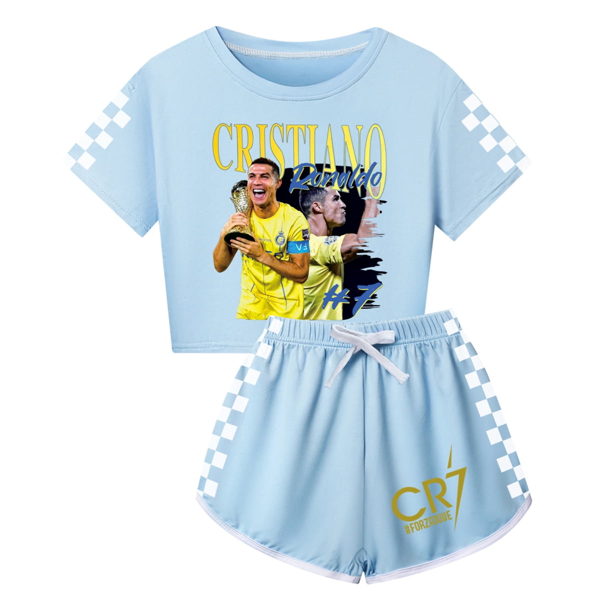 Girls CR7 Cristiano Ronaldo Football Star Cartoon Graphic Printed Short ...