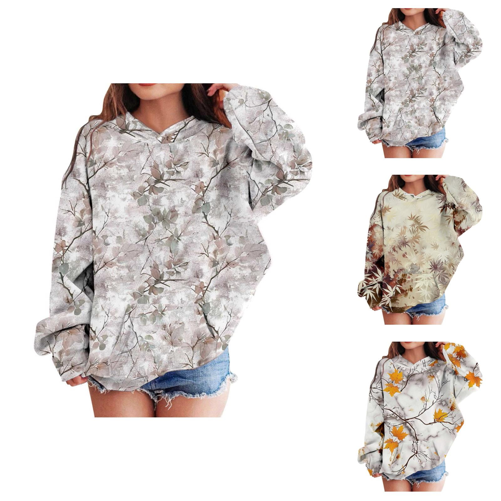 Girls Camo Hoodies Camouflage Long Sleeve Graphic Hooded Sweatshirt ...