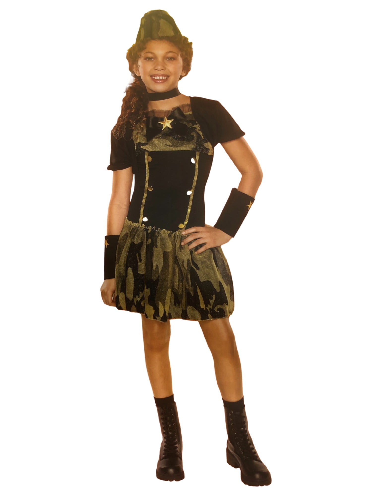 Girls Camo Print Army Salute Mini Dress Halloween Costume Small (4-6 ...