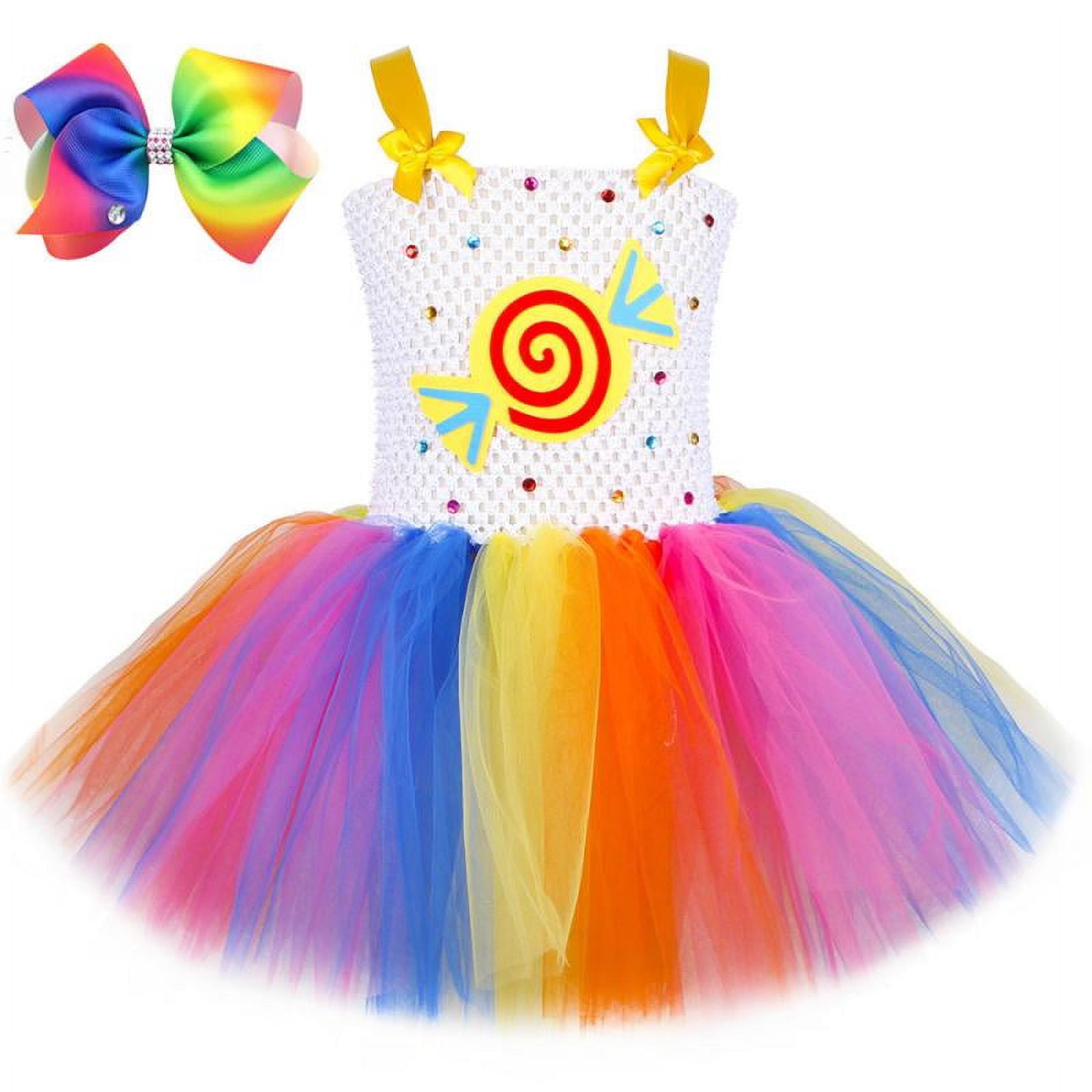 Girls Candy Rainbow Tutu Dress Sweet Lollipop Tulle Dresses Flower ...